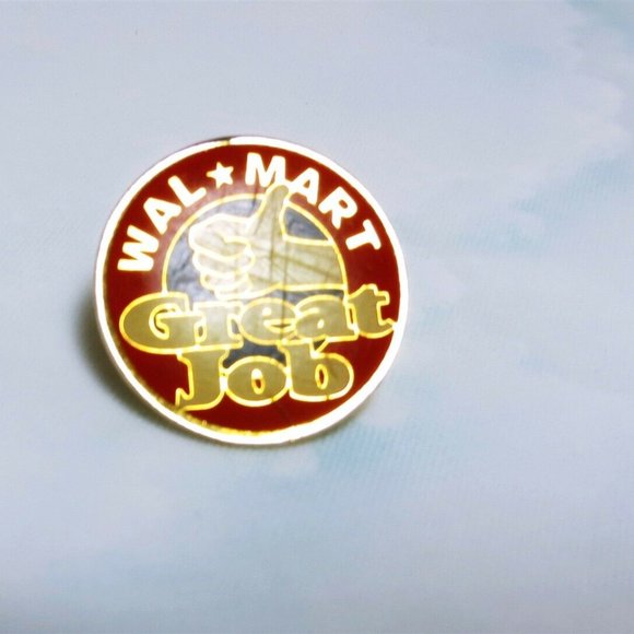 Art | Vintage Wal Mart Great Job Gold Plate Enamel Round Pin | Poshmark